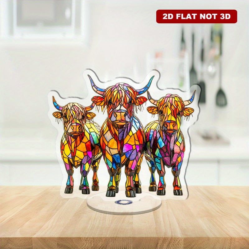 Rotating acrylic display featuring three Highland cattle calves in ...