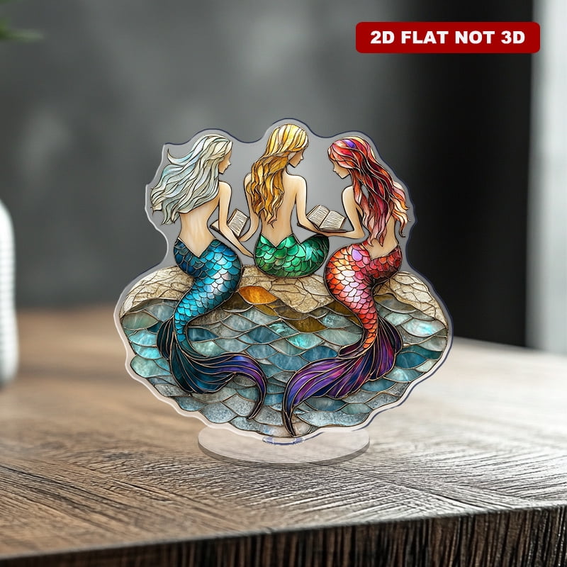 Rotating acrylic display featuring three enchanting mermaids with ...