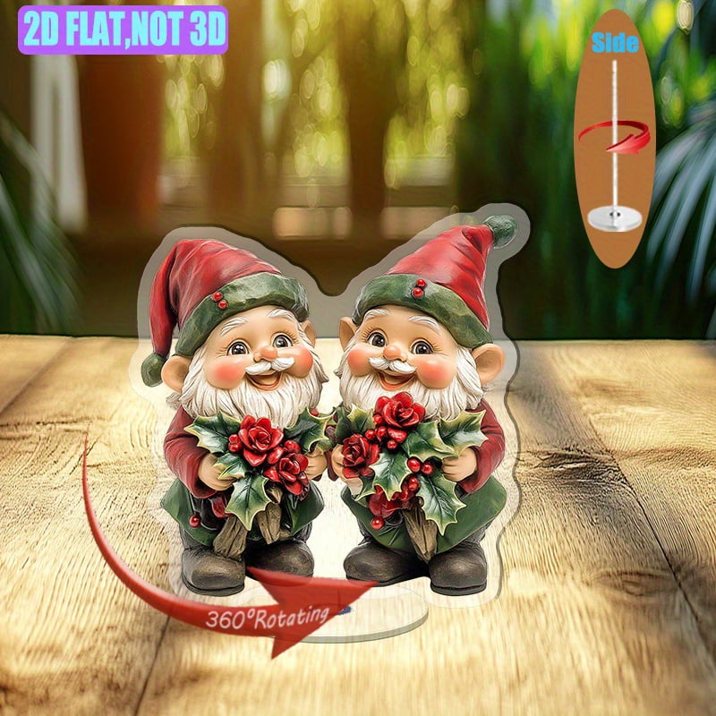 Rotating acrylic display featuring two charming dwarfs in red and green ...