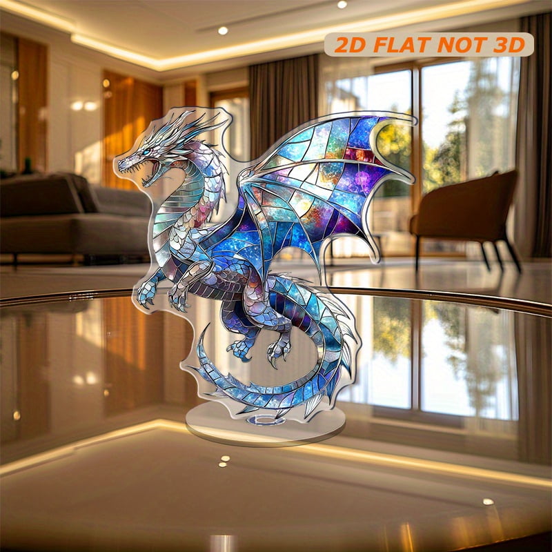 Rotating acrylic display featuring an ultra-realistic dragon with ...