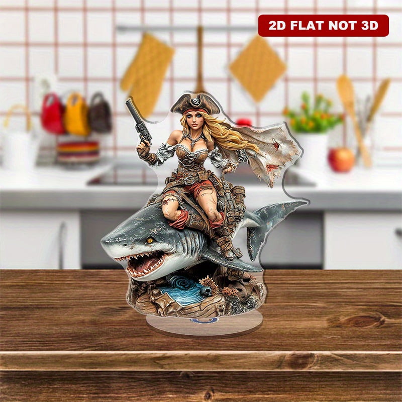 Rotating acrylic display featuring an ultra-realistic pirate princess ...