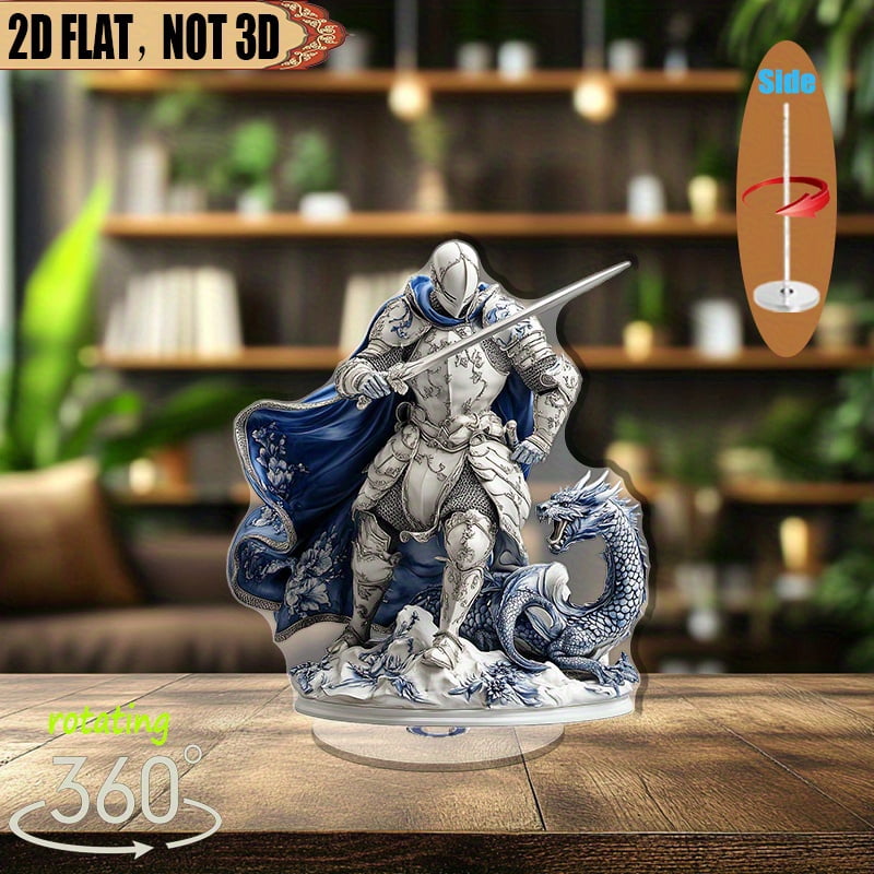 Rotating acrylic display featuring a valiant knight in ornate armor ...