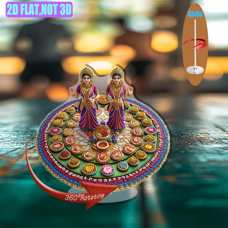 Rotating acrylic display featuring vibrant Diwali scenes with ...