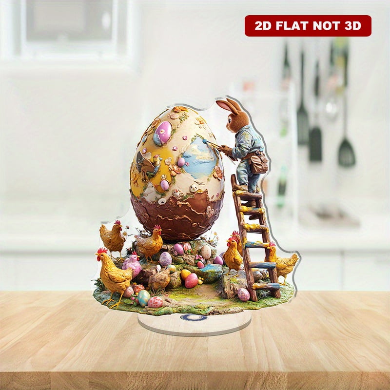 Rotating acrylic display featuring a vibrant Easter chocolate egg with ...