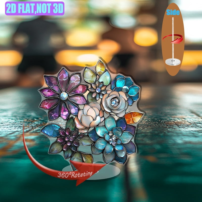 Rotating acrylic display featuring vibrant gemstone-inspired succulents ...
