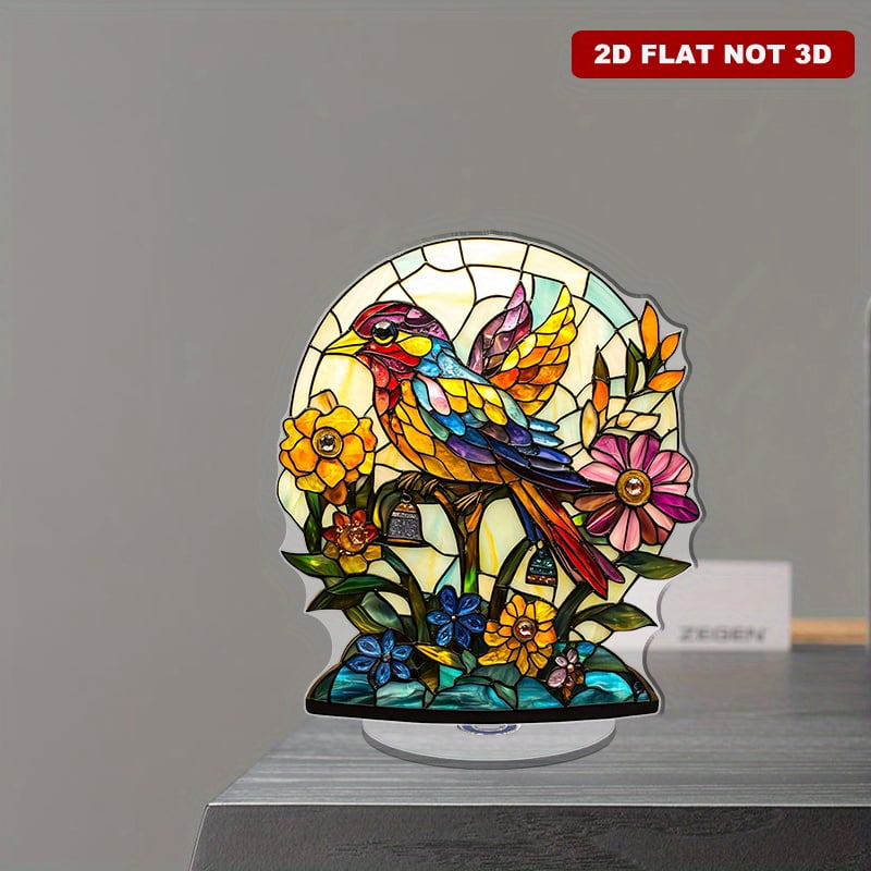 Rotating acrylic display featuring a vibrant nightingale adorned with ...
