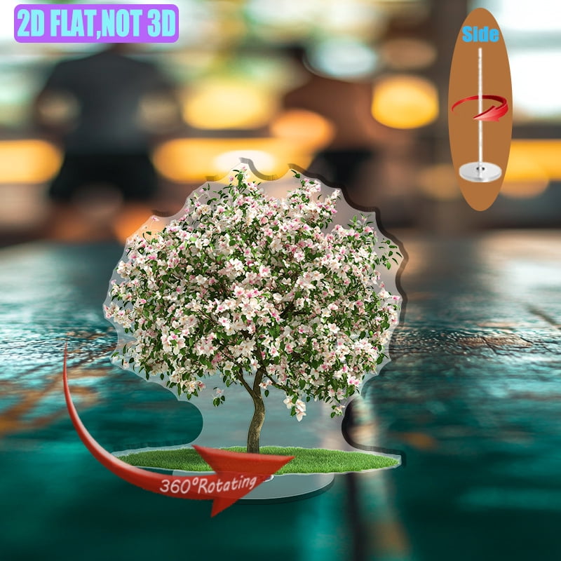 Rotating acrylic display featuring vibrant stained glass apple tree ...