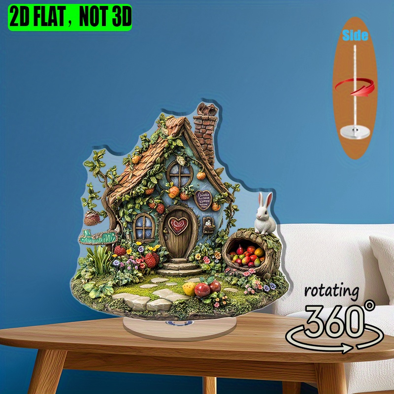 Rotating acrylic display featuring a whimsical heart-shaped cottage ...