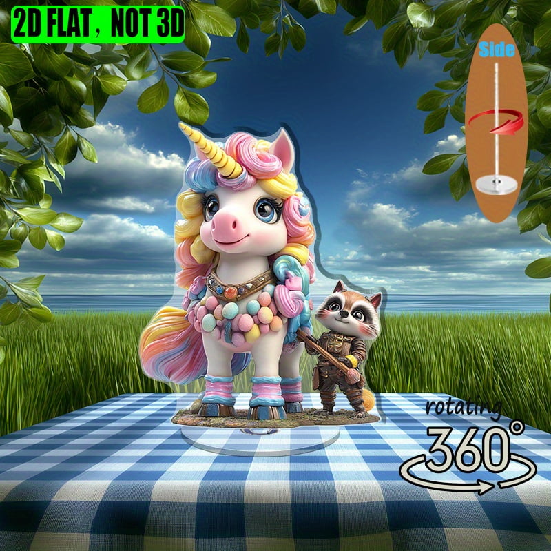 Rotating acrylic display featuring a whimsical licorice unicorn with ...