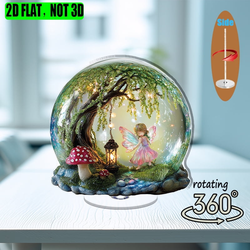 Rotating acrylic display featuring a whimsical sprite with glimmering ...