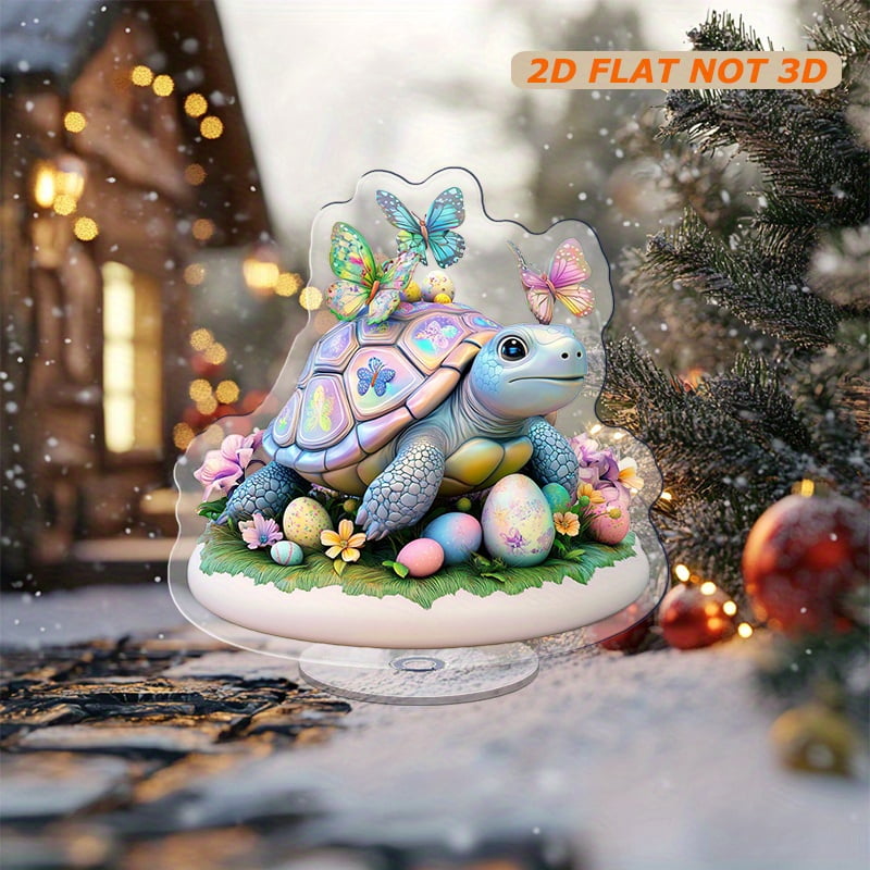 Rotating acrylic display featuring a whimsical turtle with psychedelic ...