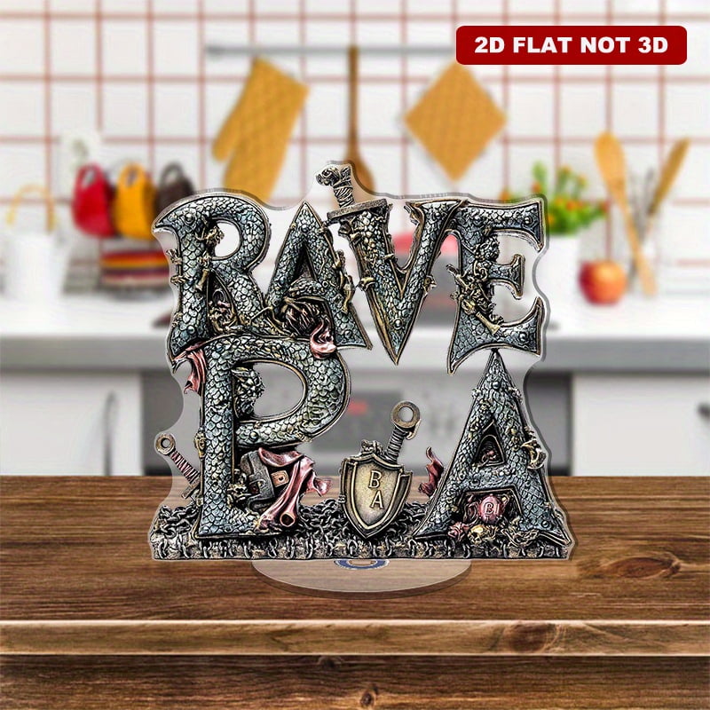 Rotating acrylic display featuring the word BRAVE in intricate ...