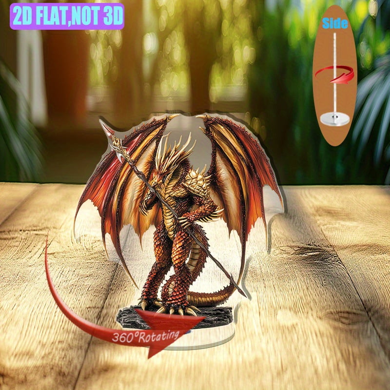 Rotating acrylic display of a majestic dragon with tiger stripes and ...