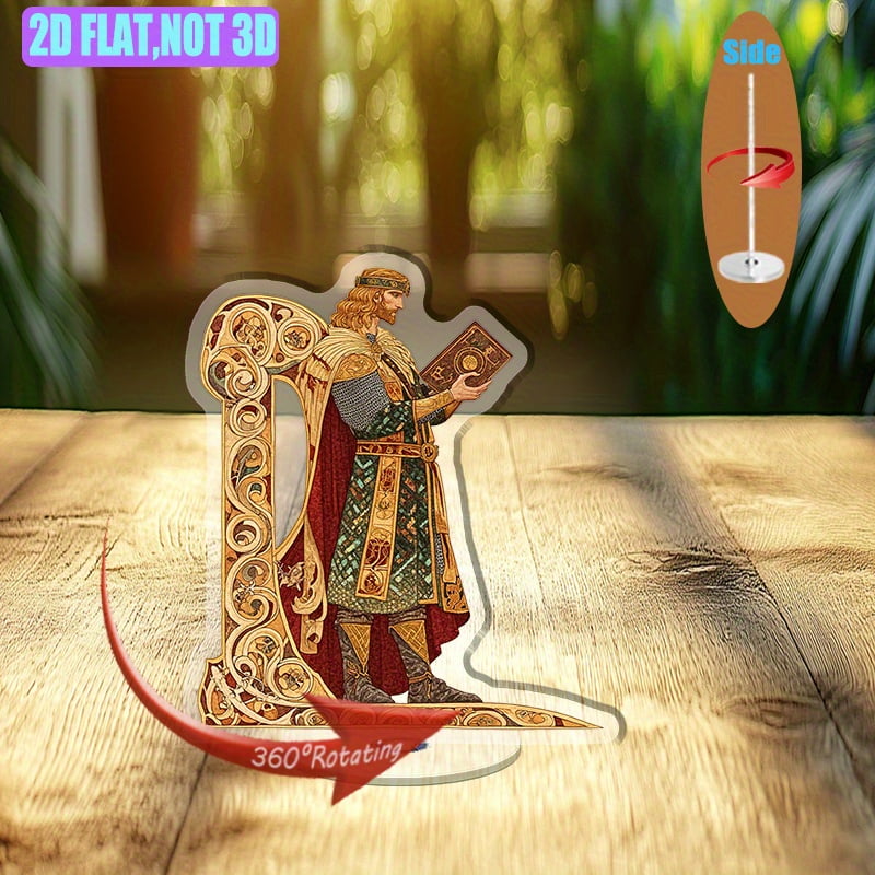 Rotating acrylic display piece featuring a medieval herald illustration ...