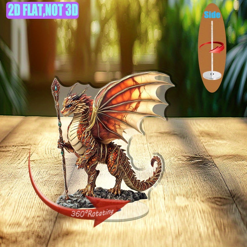 Rotating acrylic display of a regal dragon-human hybrid with tiger ...