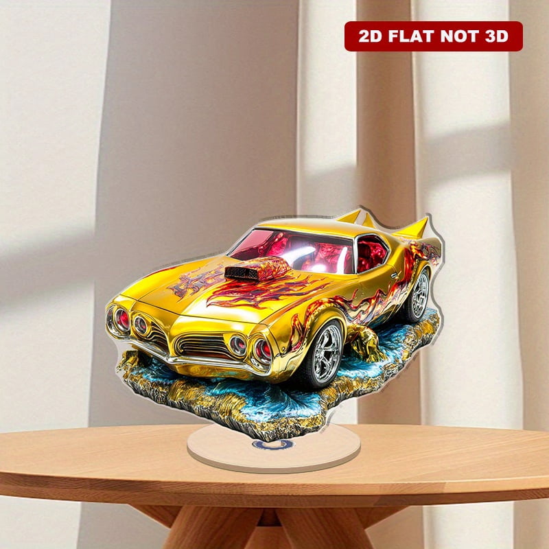 Rotating acrylic display showcases a celestial phoenix muscle car with ...