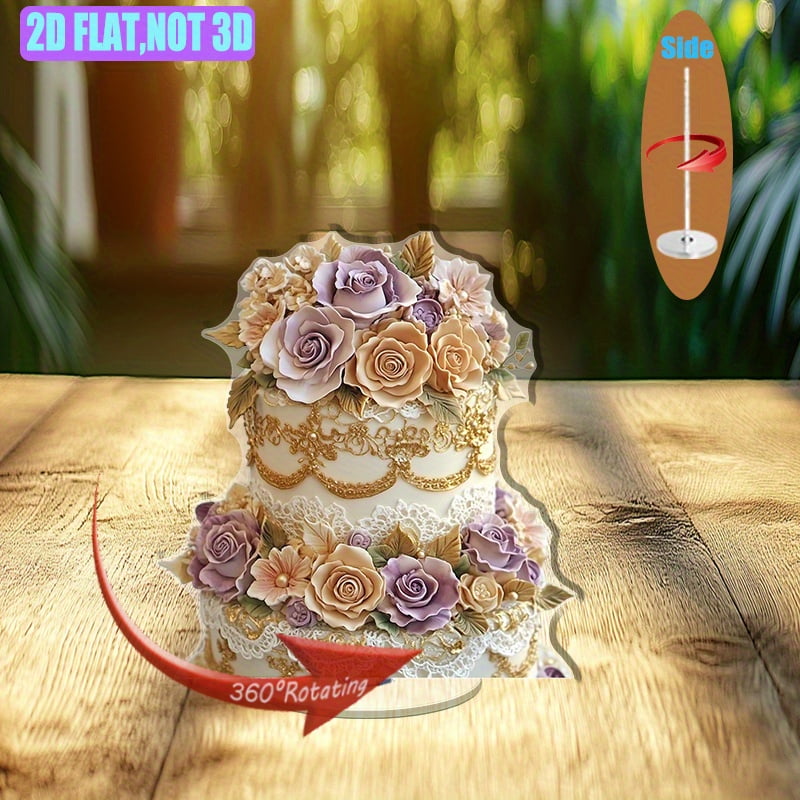 Rotating acrylic display showcases a three-tiered masterpiece with lace ...