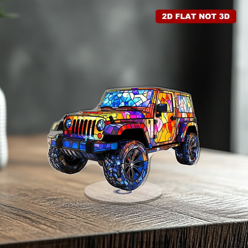 Rotating acrylic display showcasing a vibrant stained glass design of a ...