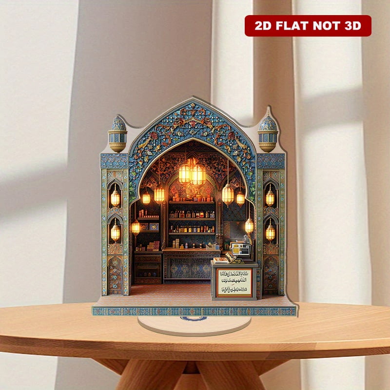 Rotating acrylic display showcasing an Islamic lantern store with ...