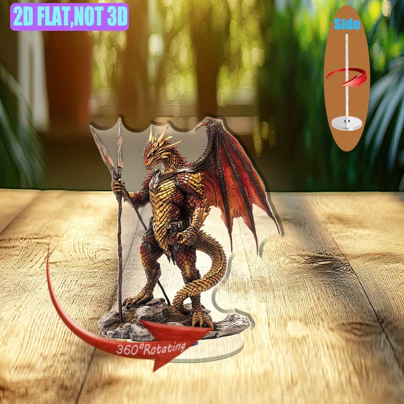 Rotating acrylic display showcasing a fearsome dragon-human creature ...
