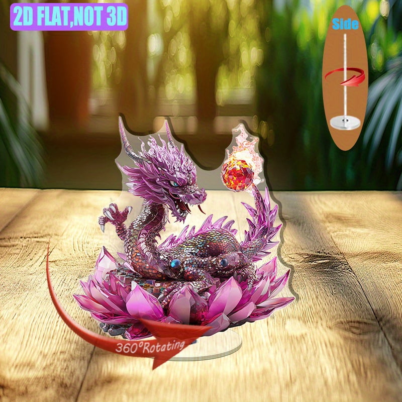 Rotating acrylic display showcasing a magnificent purple crystal dragon ...