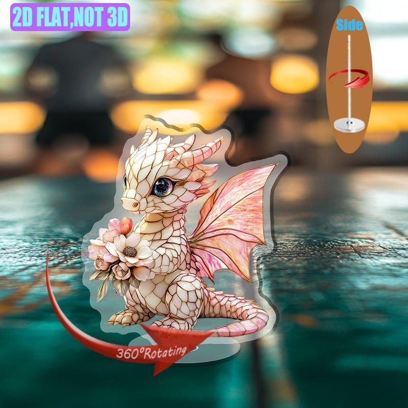 Rotating acrylic figurine featuring a charming fledgling dragon with ...