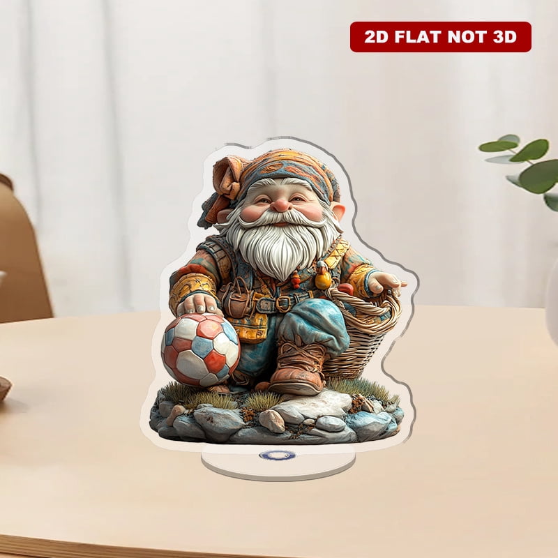 Rotating acrylic figurine featuring a colorful dwarf playing football ...