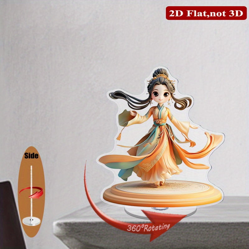 Rotating acrylic figurine featuring a charming Tang Dynasty girl with ...