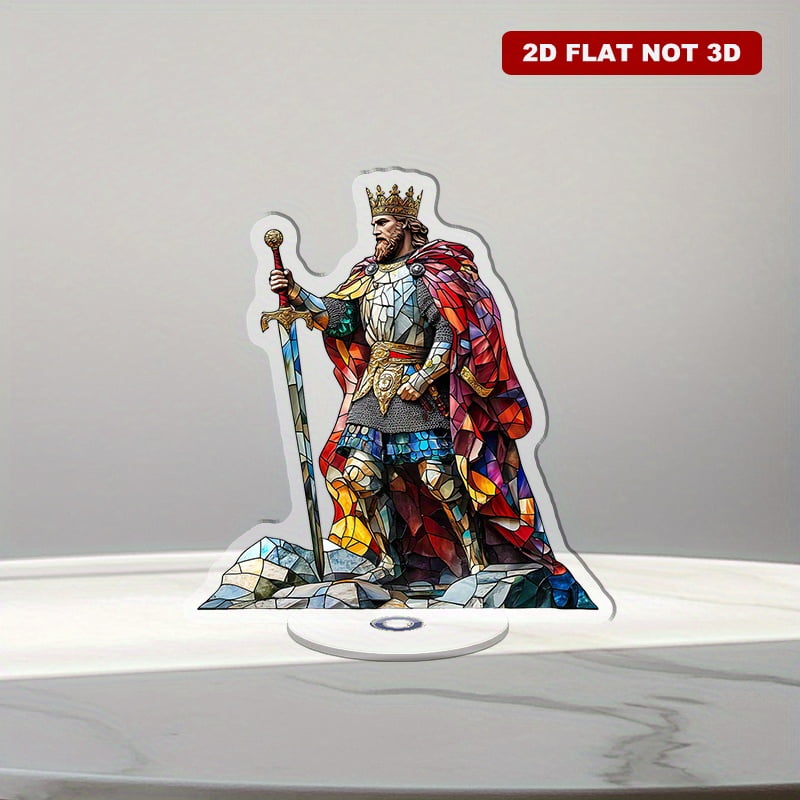 Rotating acrylic figurine of King Arthur with the holy sword on stone ...