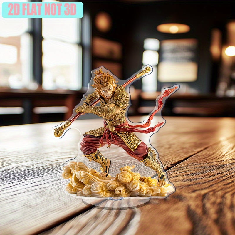 Rotating acrylic figurine of Sun Wukong in dynamic battle pose with ...