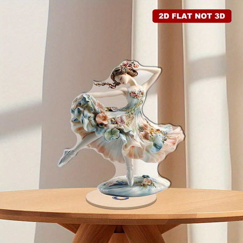Rotating acrylic figurine of an elegant ballerina in a floral dress ...