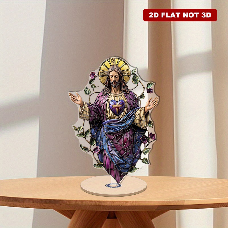 Rotating acrylic ornament depicting the Sacred Heart of Jesus in ...