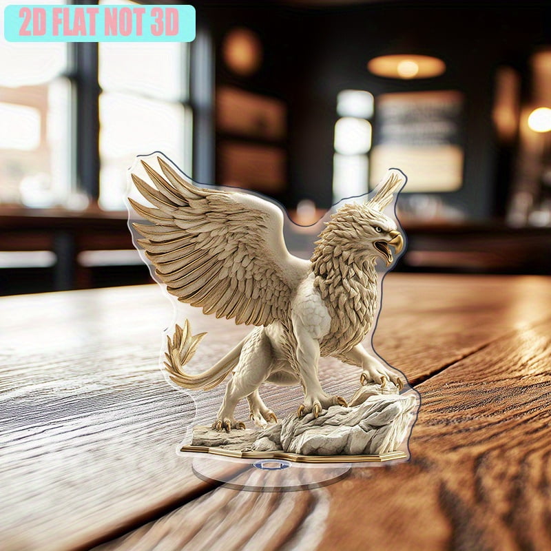 Rotating acrylic ornament features a majestic griffin with a regal ...