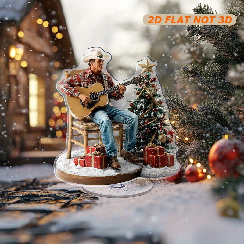 Rotating acrylic ornament featuring George Strait playing guitar in a ...