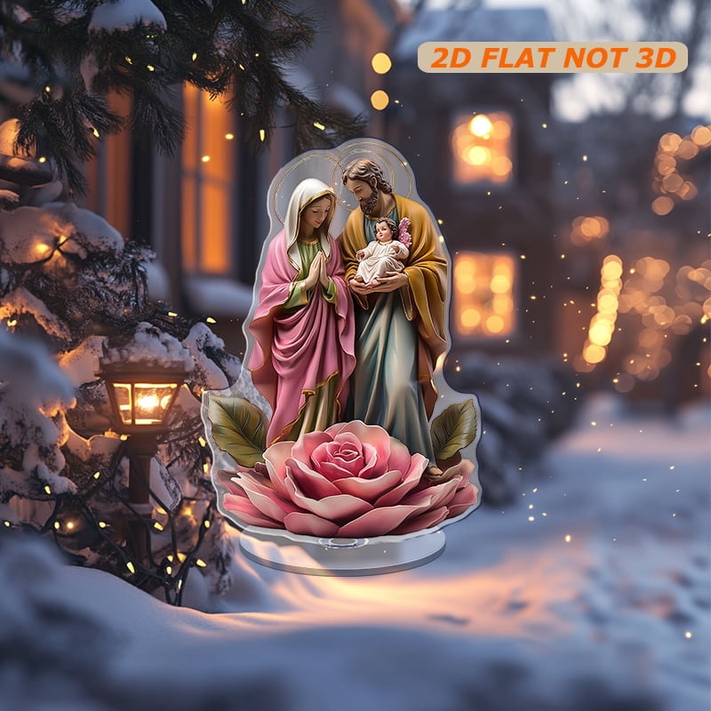 Rotating acrylic ornament featuring Jesus Mary Joseph with baby Jesus ...