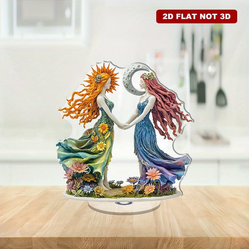 Rotating acrylic ornament featuring Sun Princess and Moon Princess ...