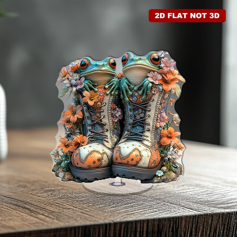 Rotating acrylic ornament featuring Victorian glass texture with frogs ...