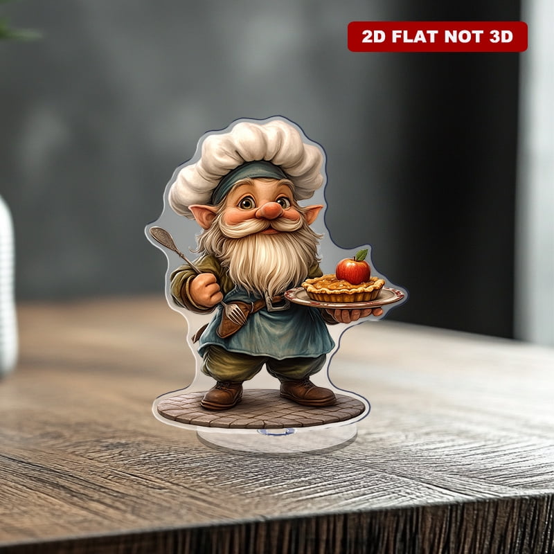 Rotating acrylic ornament featuring a charming dwarf chef with apple ...
