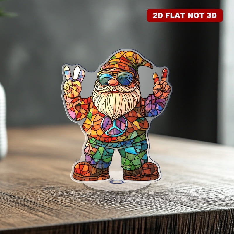 Rotating acrylic ornament featuring a cheerful hipster dwarf with ...