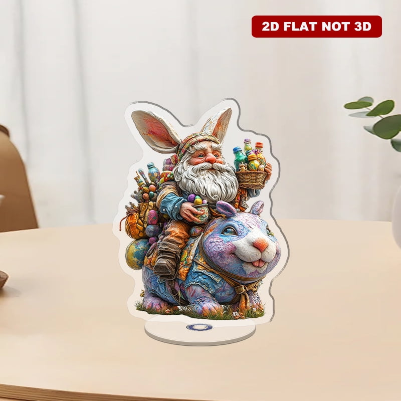 Rotating acrylic ornament featuring a colorful dwarf riding a giant ...