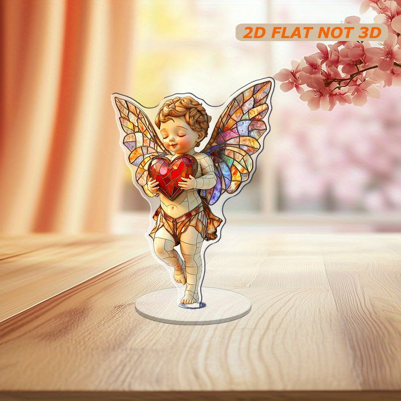 Rotating acrylic ornament featuring a cute Cupid holding a love heart ...