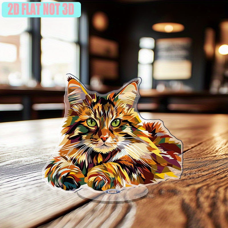 Rotating acrylic ornament featuring a cute and playful cat in digital ...