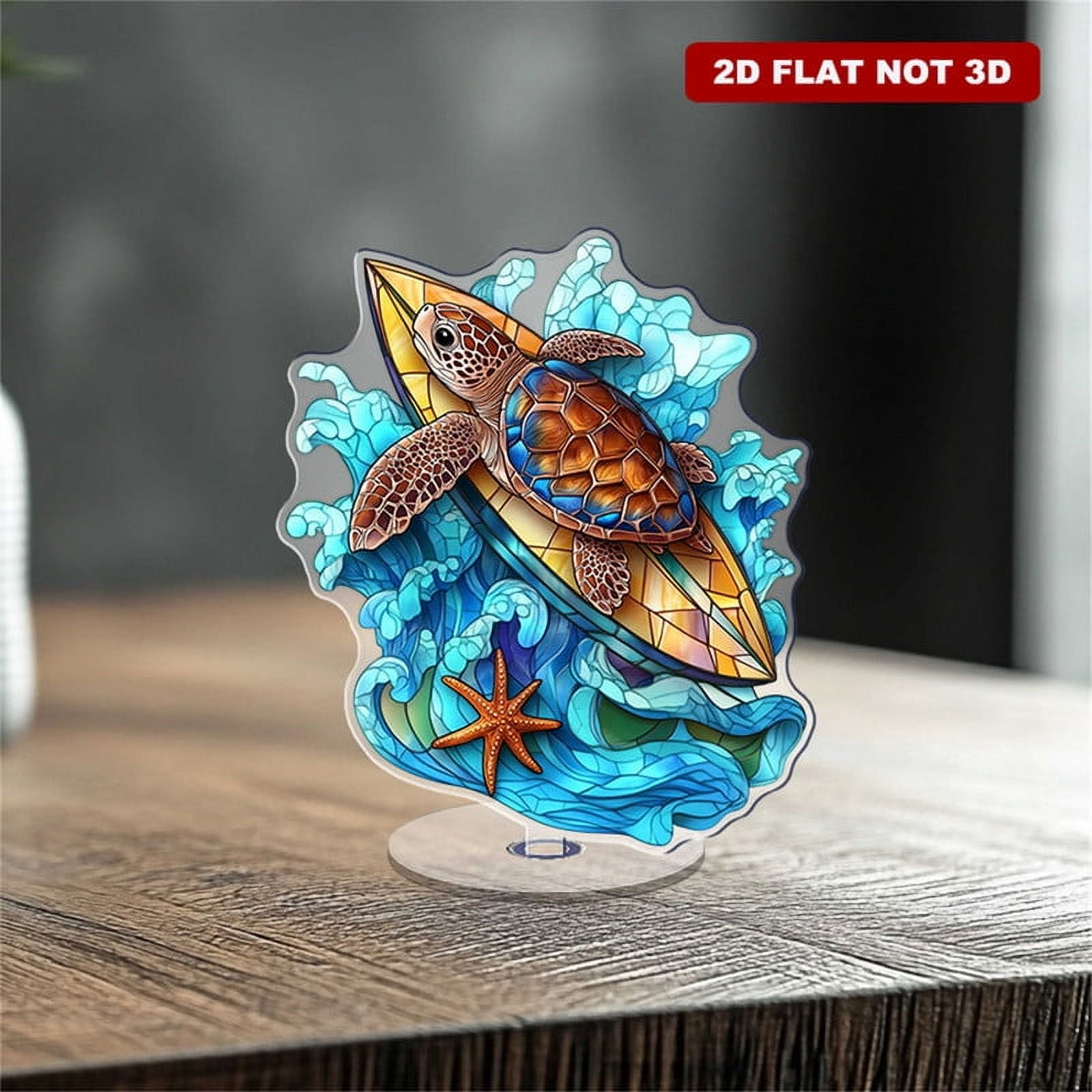 Rotating acrylic ornament featuring a cute brown leatherback turtle on ...