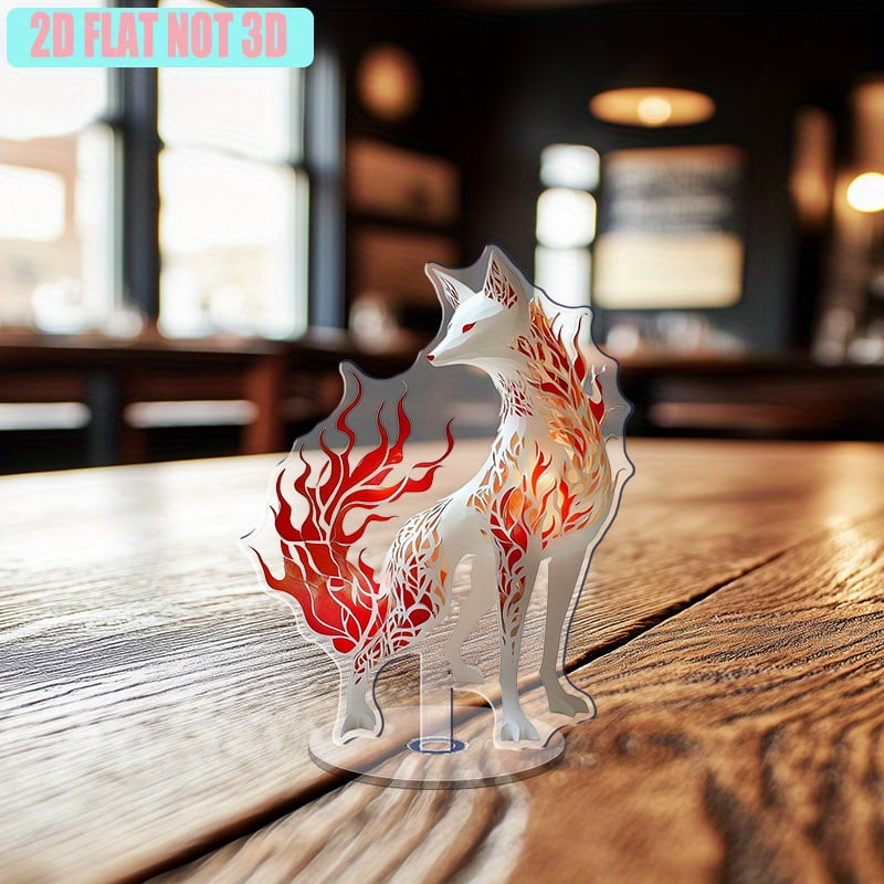 Rotating acrylic ornament featuring a dynamic fox figure with layered ...