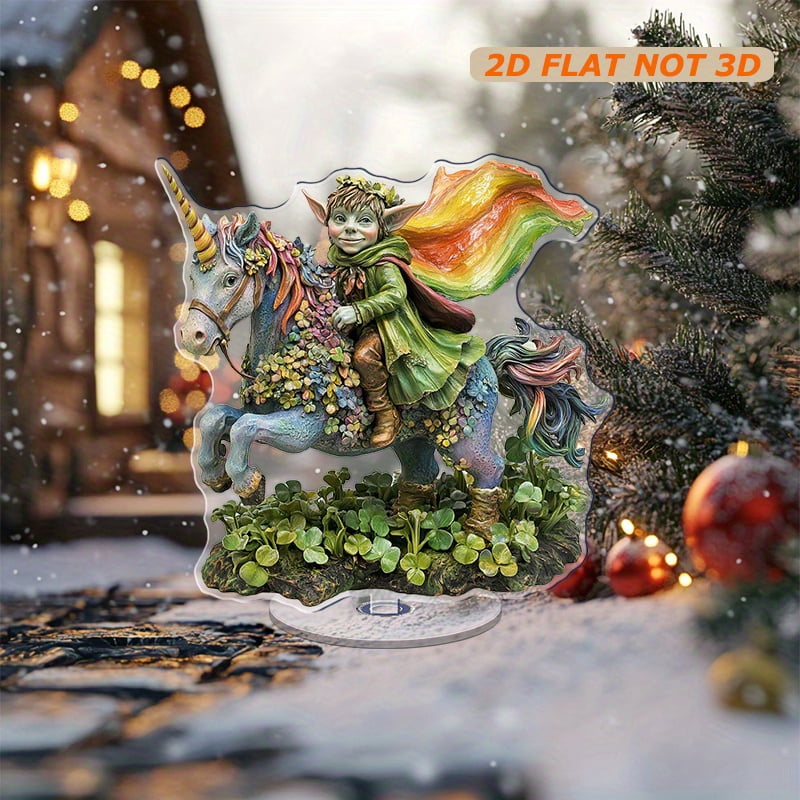 Rotating acrylic ornament featuring a goblin in a green cloak riding a ...
