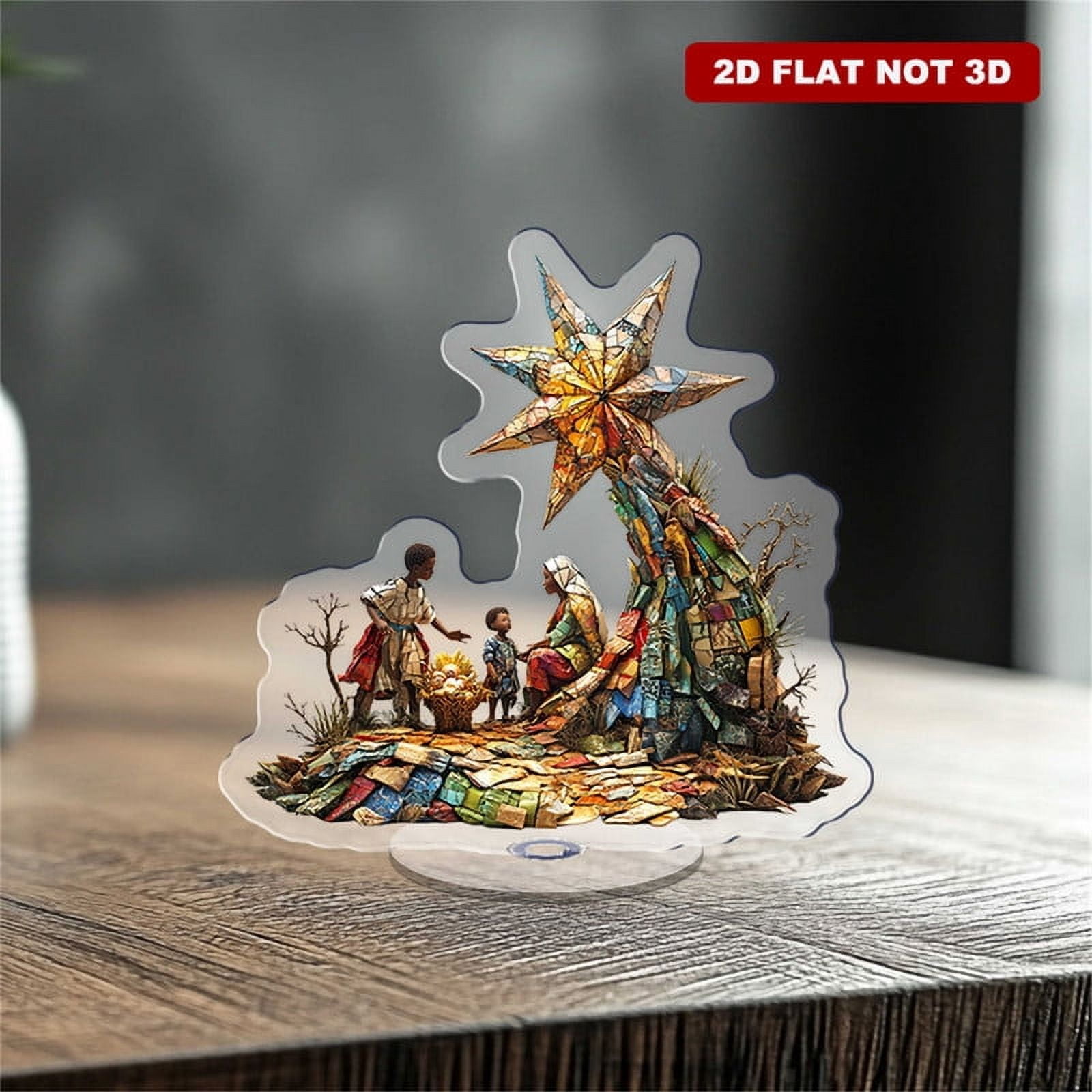 Rotating acrylic ornament featuring a nativity scene with intricate ...