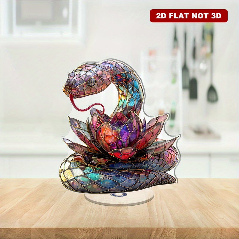 Rotating acrylic ornament featuring a realistic lotus and colorful ...