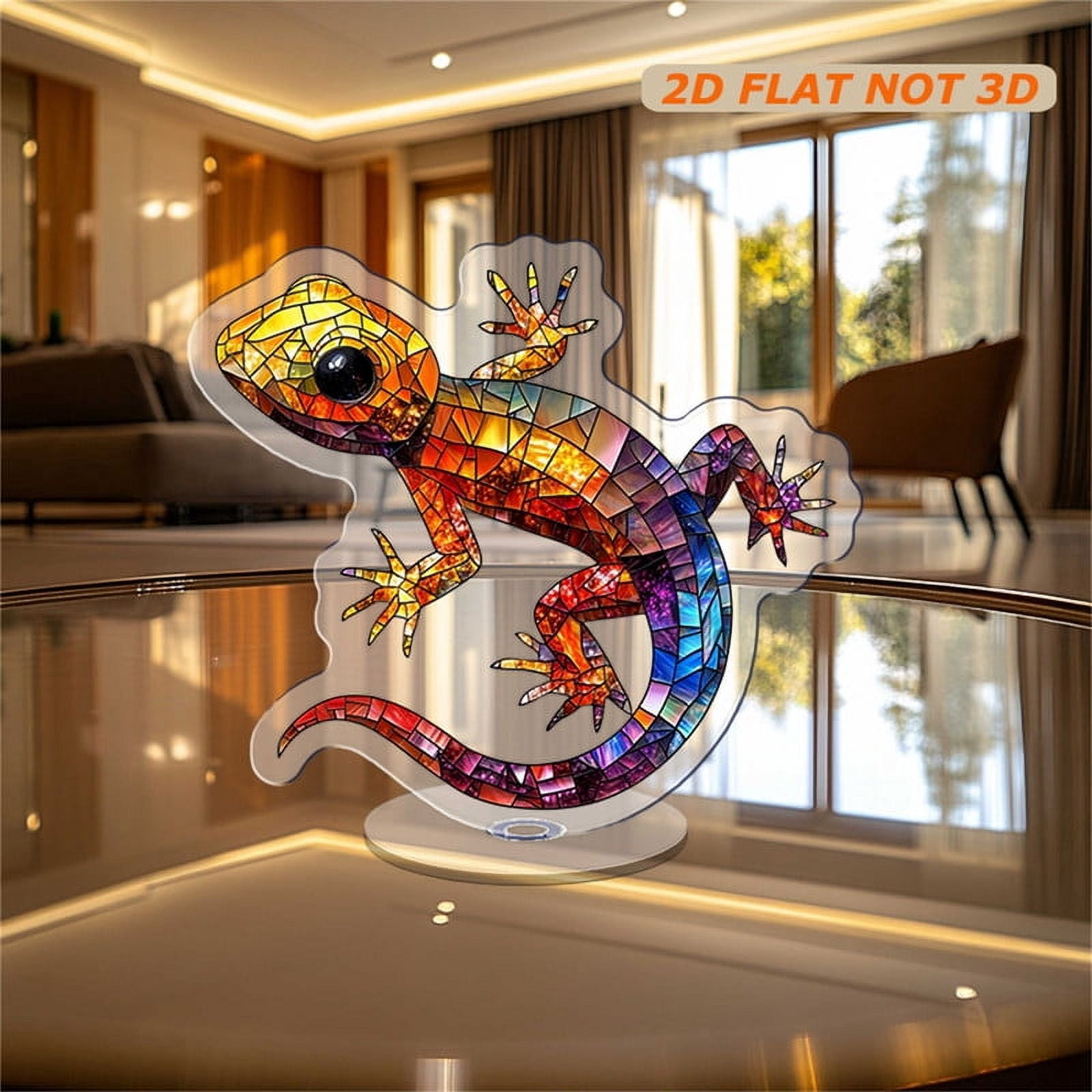 Rotating acrylic ornament featuring a shimmering fire salamander in ...