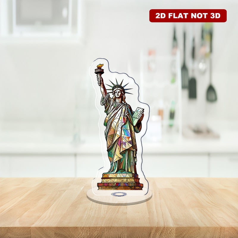 Rotating acrylic ornament featuring a stained glass Statue of Liberty ...