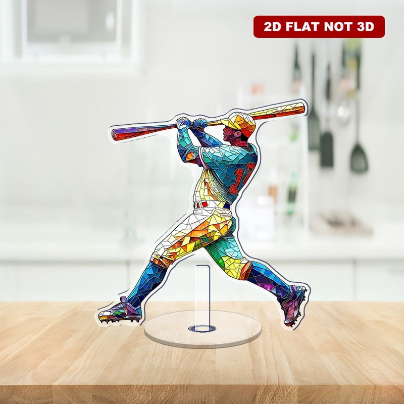 Rotating acrylic ornament featuring a stained glass athlete playing ...